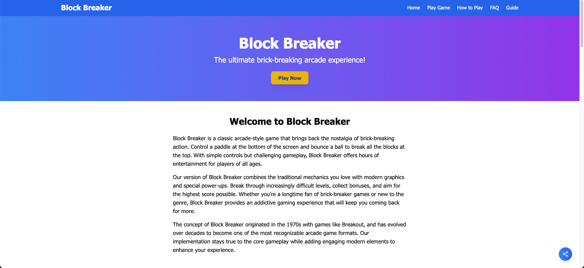 Block Breaker - Classic Arcade Brick Breaking Game